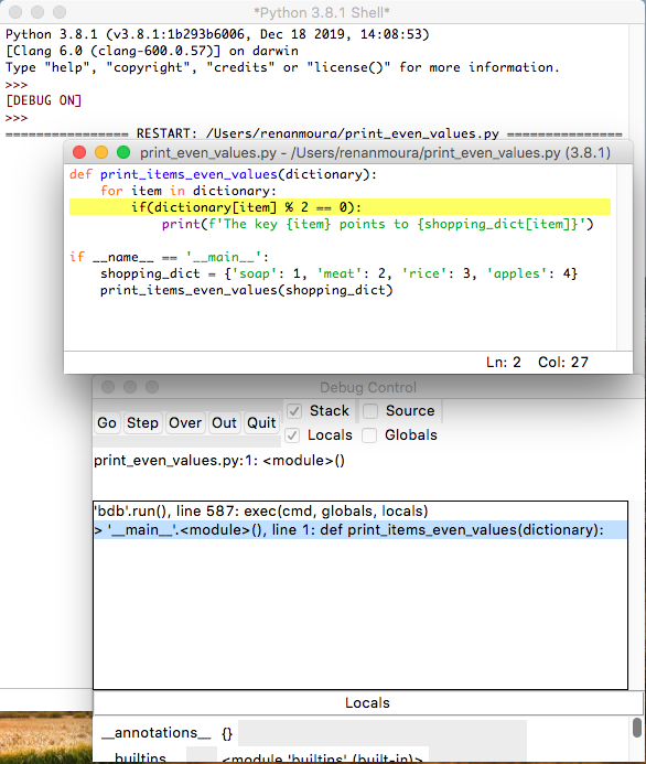 Python IDLE Debugger